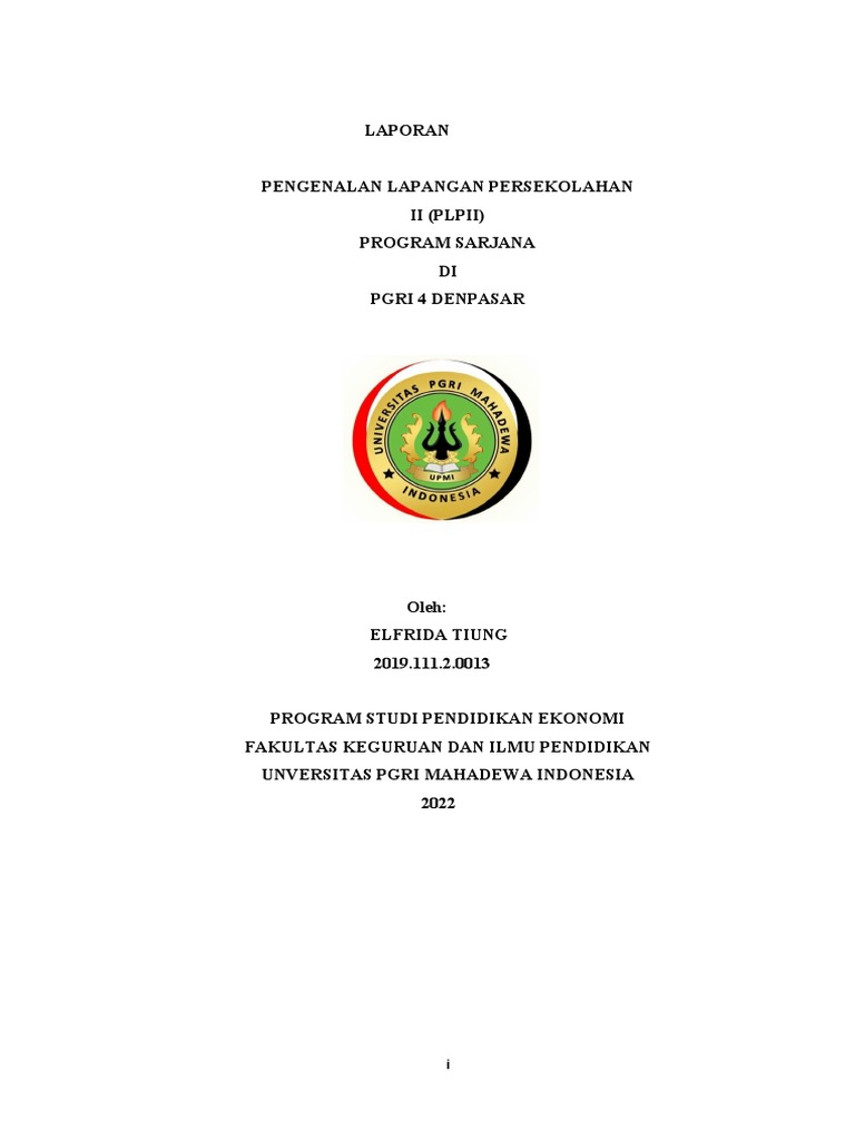 PLP Report: Student Teaching Experience at SMA PGRI 4 Denpasar | PDF