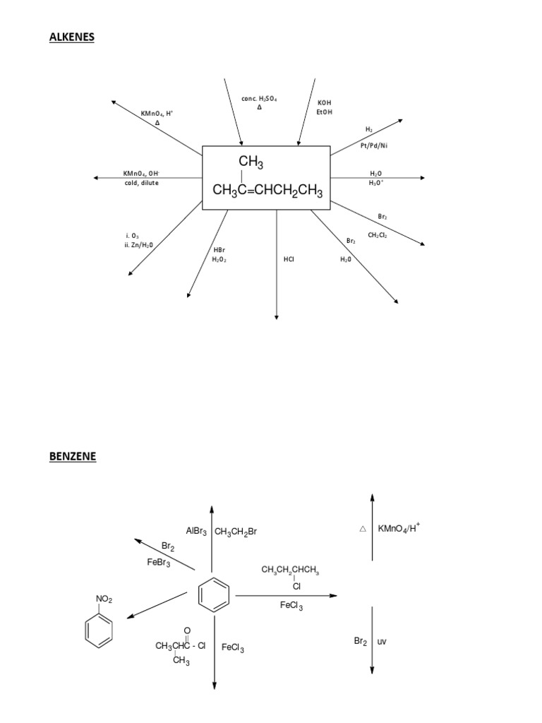 MINDMAP Alkene, Benzene, Haloalkane | PDF | Physical Sciences | Atoms