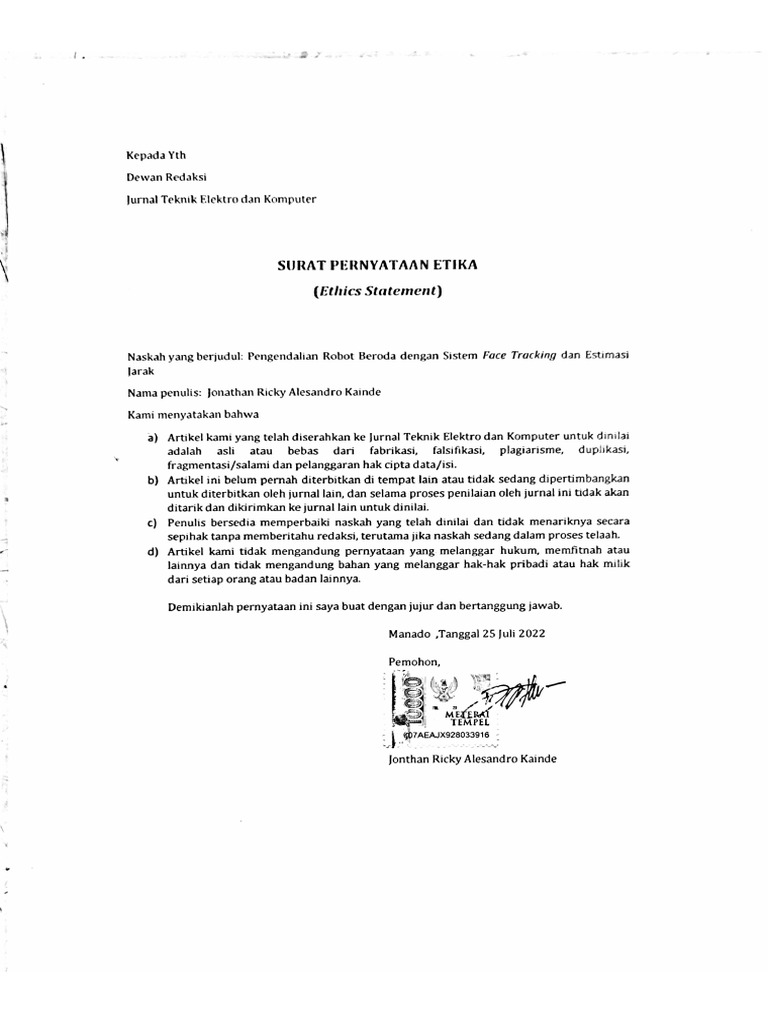 Surat Pernyataan Etika | PDF