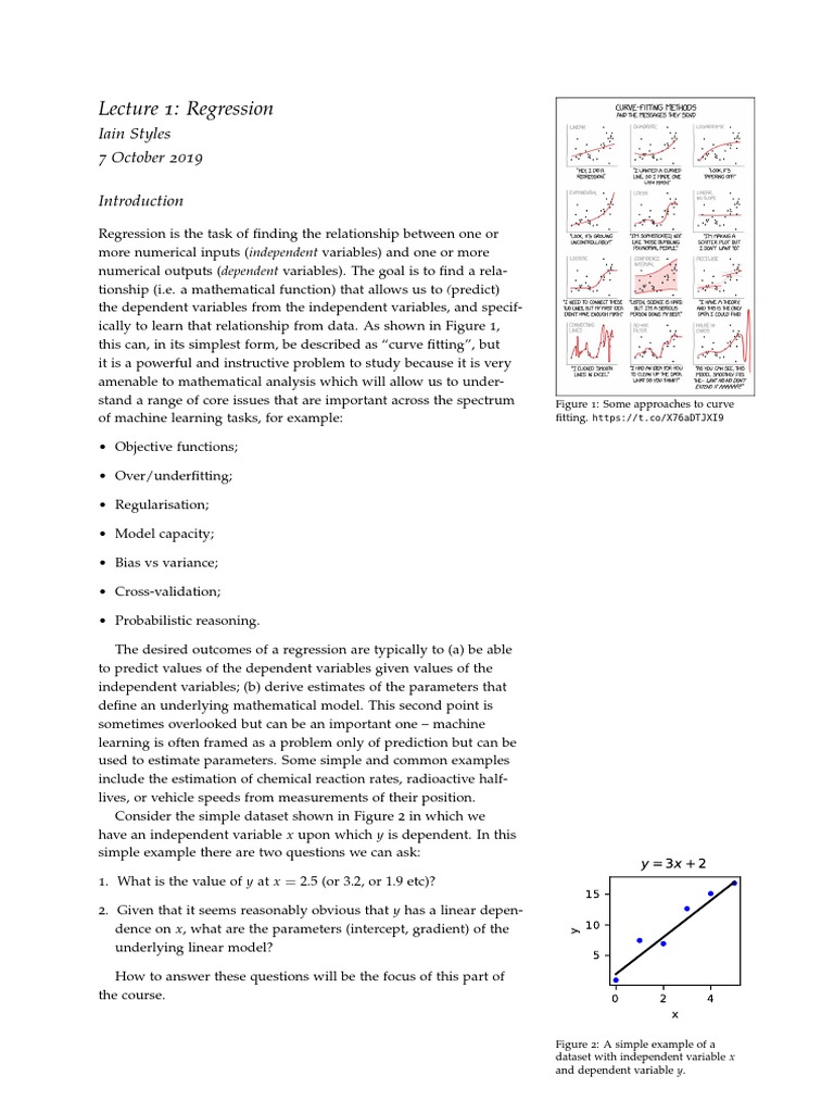 Machine Learning Lecture 1 | PDF | Dependent And Independent Variables | Regression Analysis