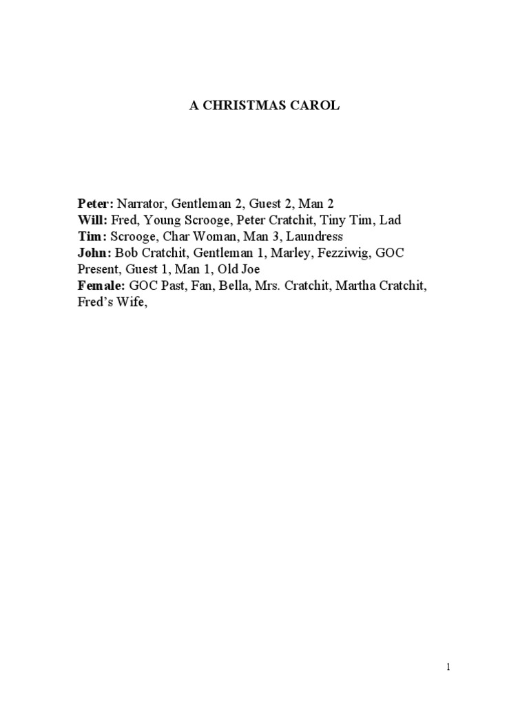 A Christmas Carol Script | PDF | Ebenezer Scrooge | Tiny Tim (A ...