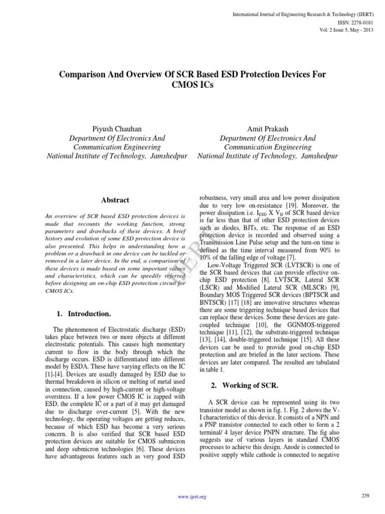 Comparison and Overview of SCR Based Esd Protection Devices For Cmos ...