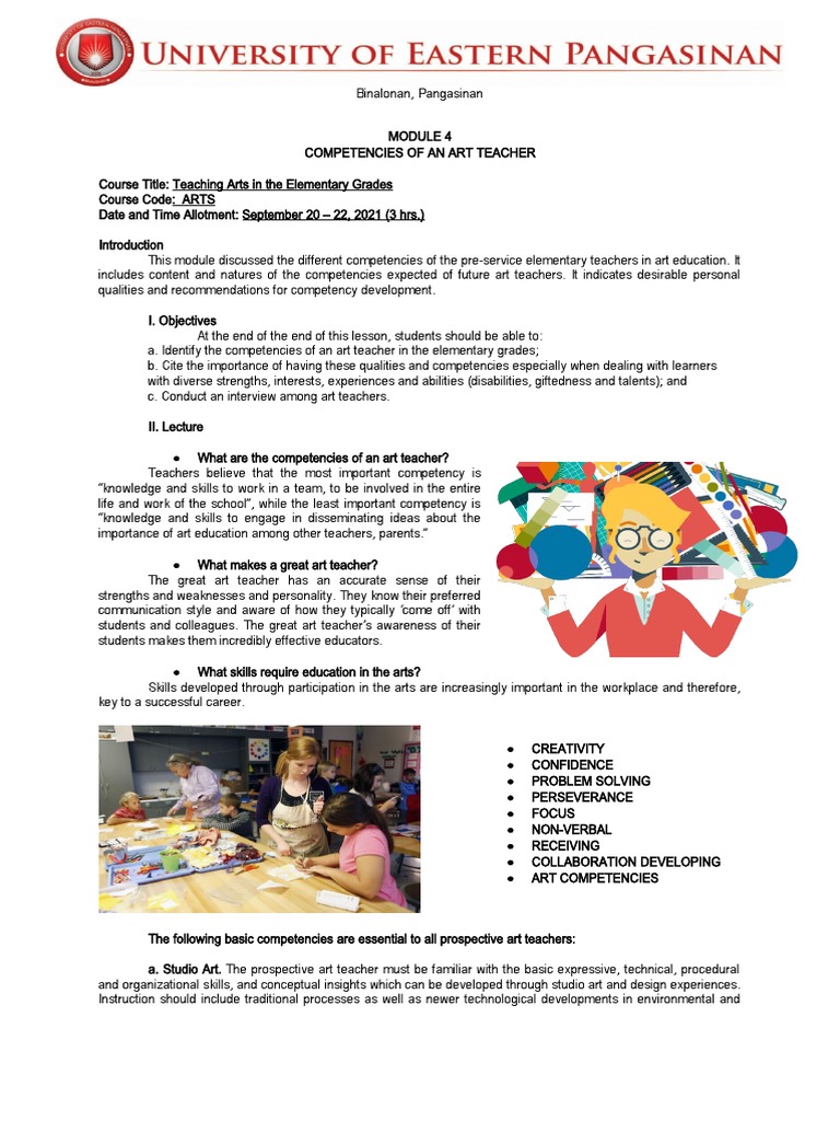 MODULE-4-COMPETENCIES-OF-AN-ART-TEACHER | PDF | Teachers | Teaching Method