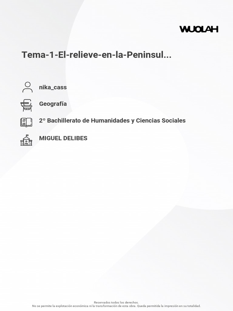 Wuolah Premium Tema 1 El Relieve en La Peninsula Iberica | PDF | Alpes | Terreno