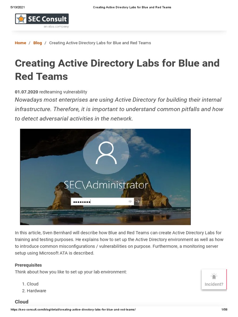 Creating Active Directory Labs For Blue and Red Teams | PDF | Group Policy | Active Directory