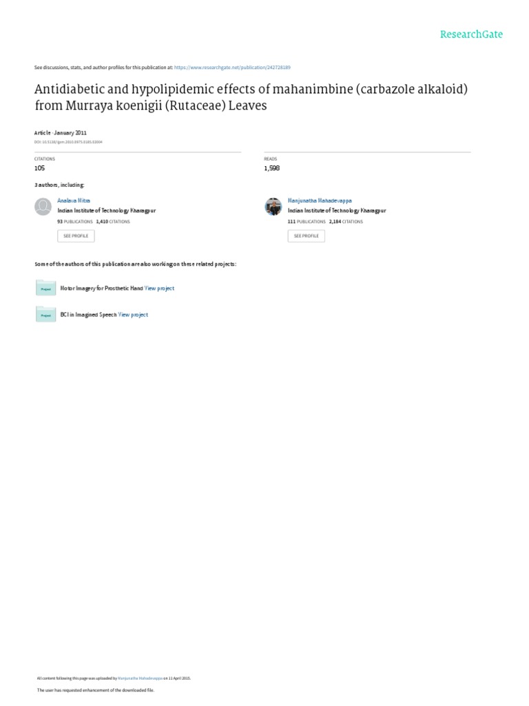 Antidiabetic and Hypolipidemic Effects of Mahanimb | PDF | Low Density ...