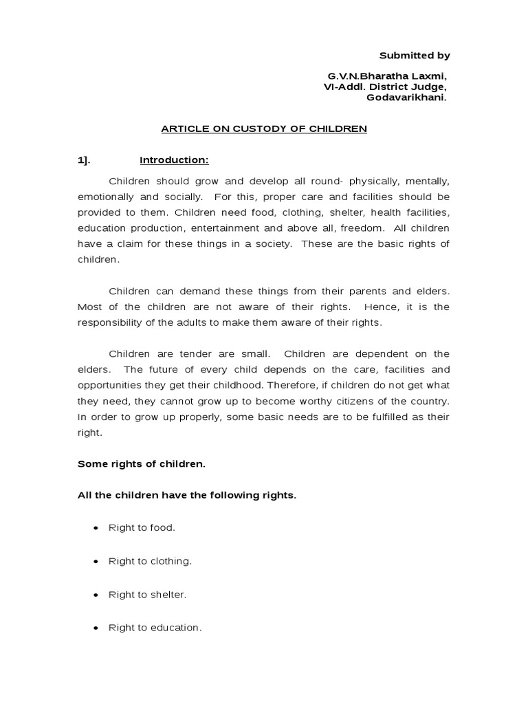 Custody of Children (Vi-Adj-Gdk) | PDF | Legal Guardian | Child Custody