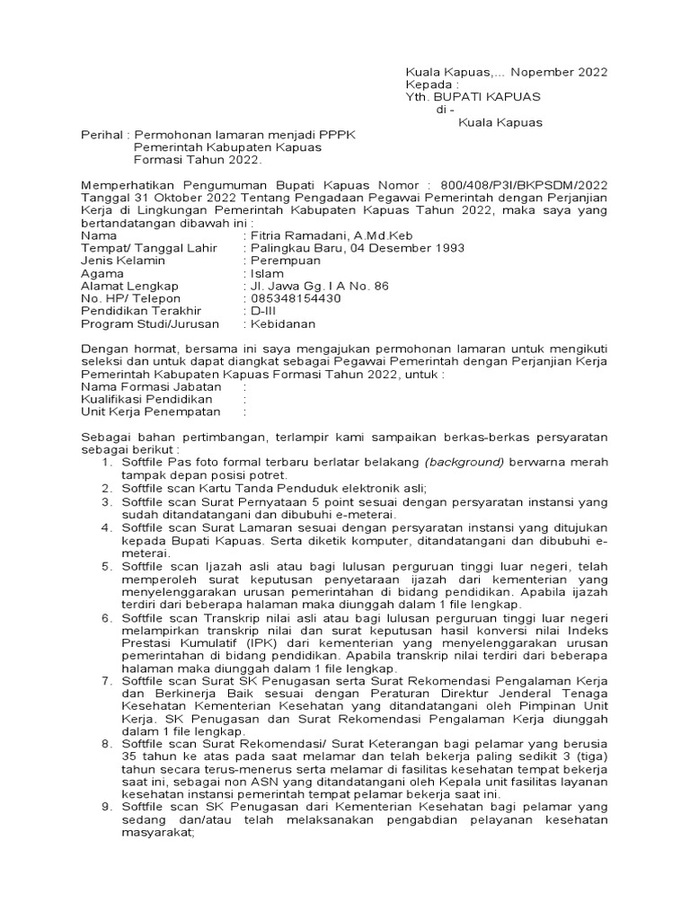 Surat PPPK 2022 | PDF