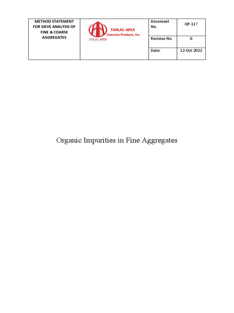 Organic Impurities Test for Aggregates | PDF | Sodium Hydroxide | Concrete