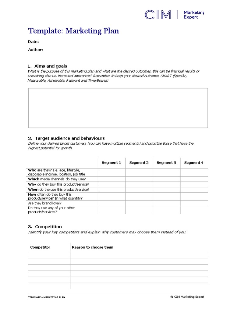 Template Marketing Plan | PDF