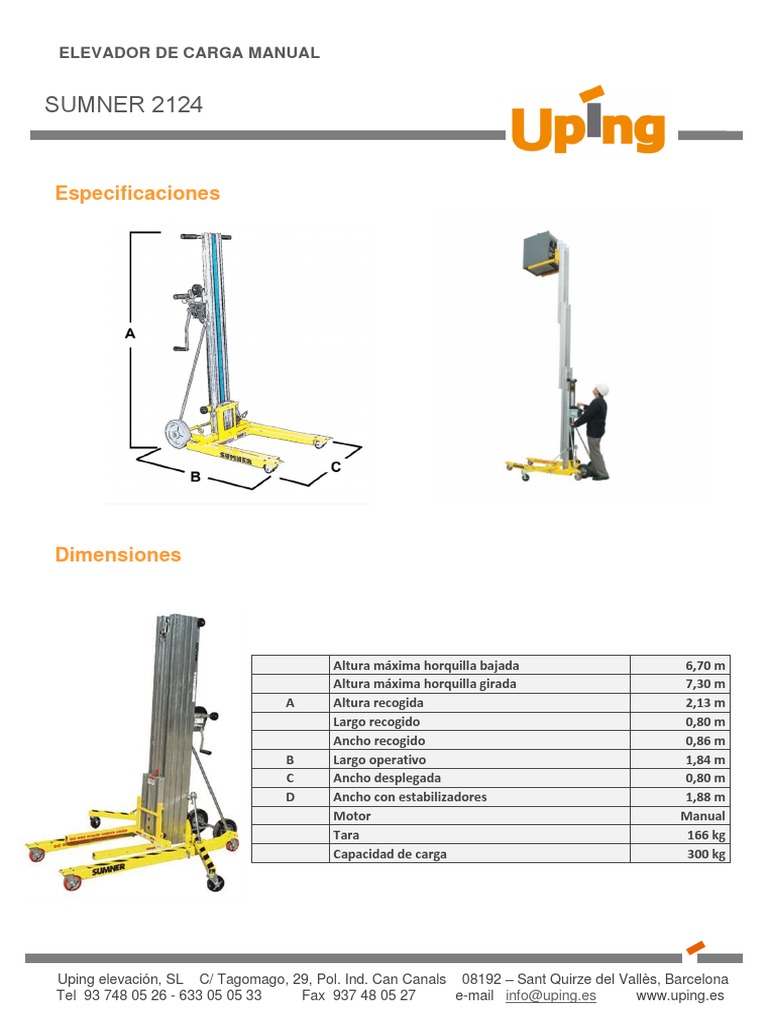 Ficha Técnica Elevacargas SUMNER 2124 | PDF