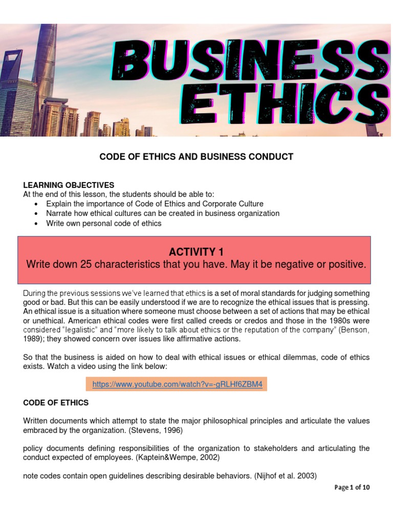 Code of Ethics | PDF | Organizational Culture | Employment