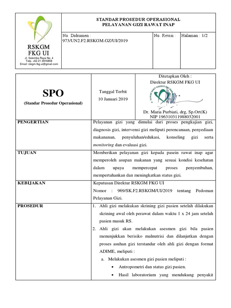 OK - 973 - SPO Pelayanan Gizi Rawat Inap | PDF | Sains & Matematika