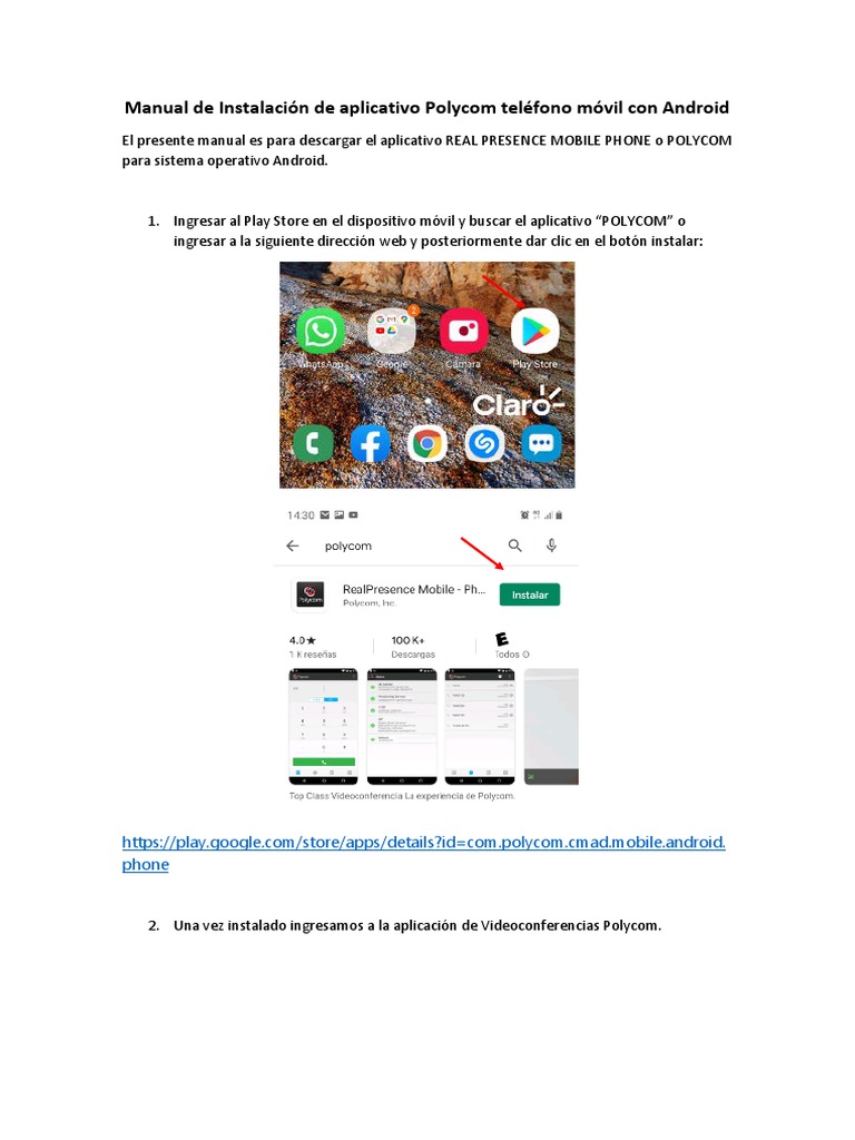 Instalación de Polycom en Android | PDF | Negocios | Tecnología