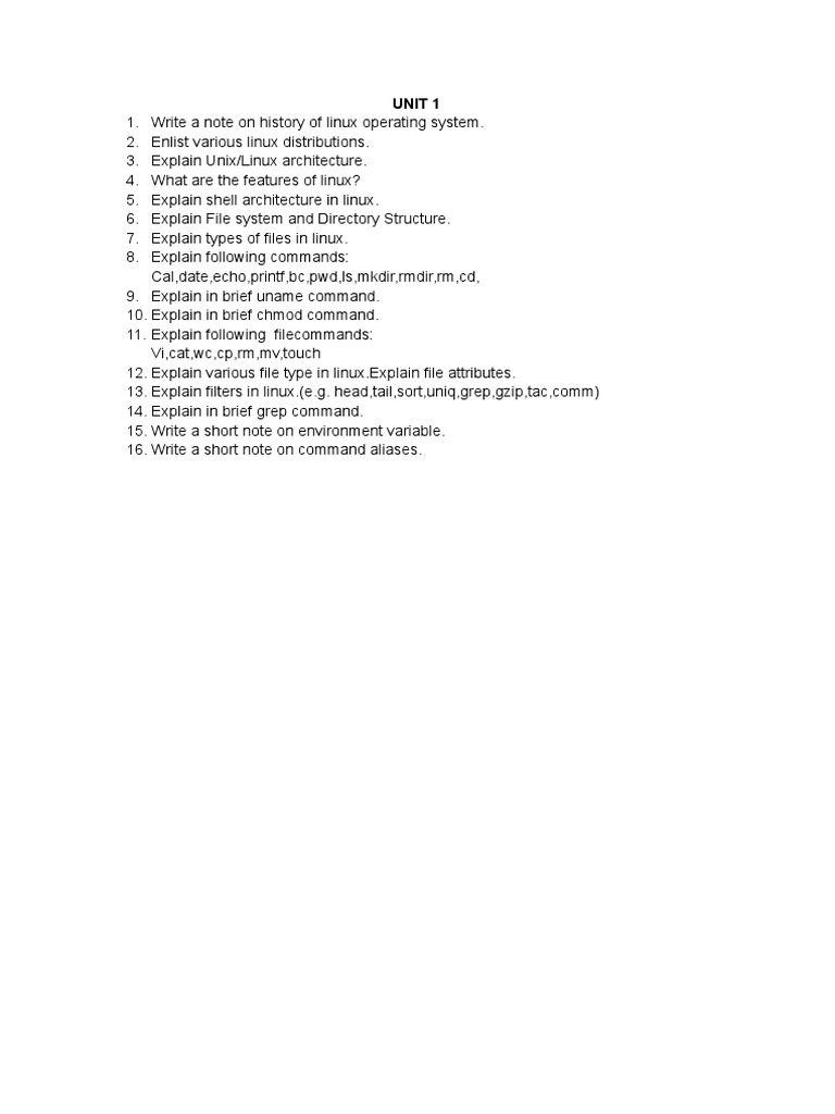 FYCS LINUX QB Unit 1 | PDF FYCS LINUX QB Unit 1 | PDF