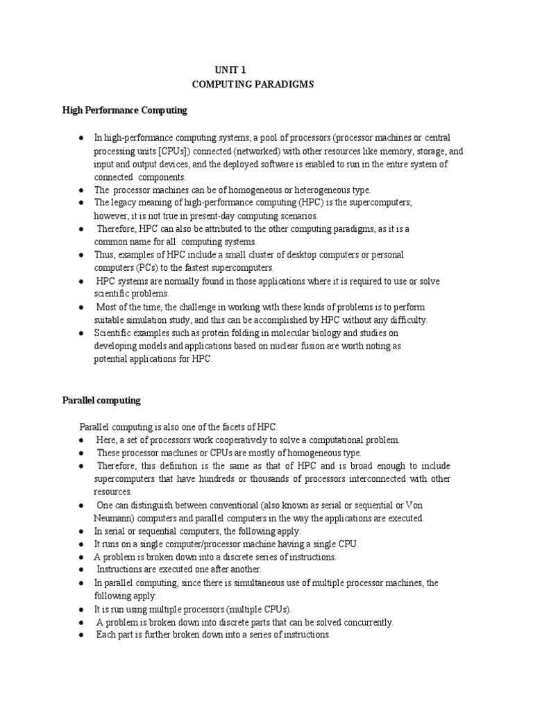 UNIT I Notes Modified | PDF | Cloud Computing | Supercomputer
