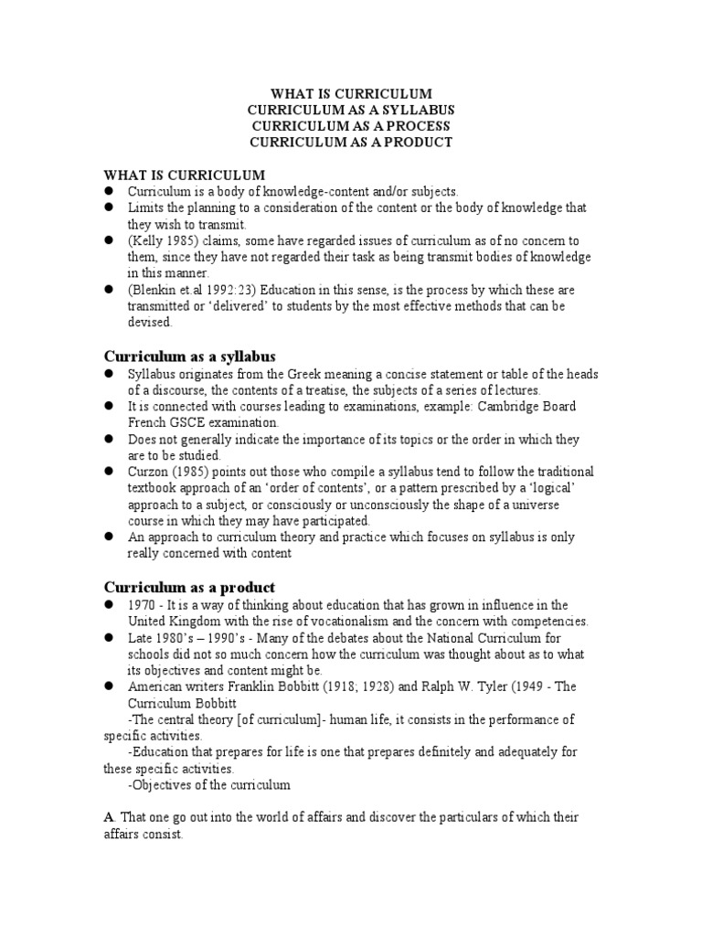 Key Concepts of Curriculum (Part 2) | PDF | Curriculum | Teachers