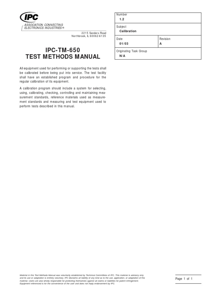 IPC-TM-650 Test Methods Manual: Association Connecting Electronics ...