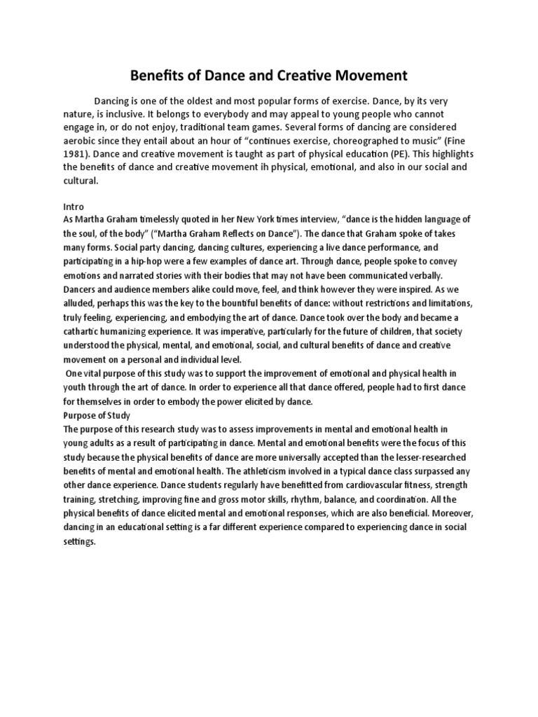 Benefits of Dance - Written Report | PDF