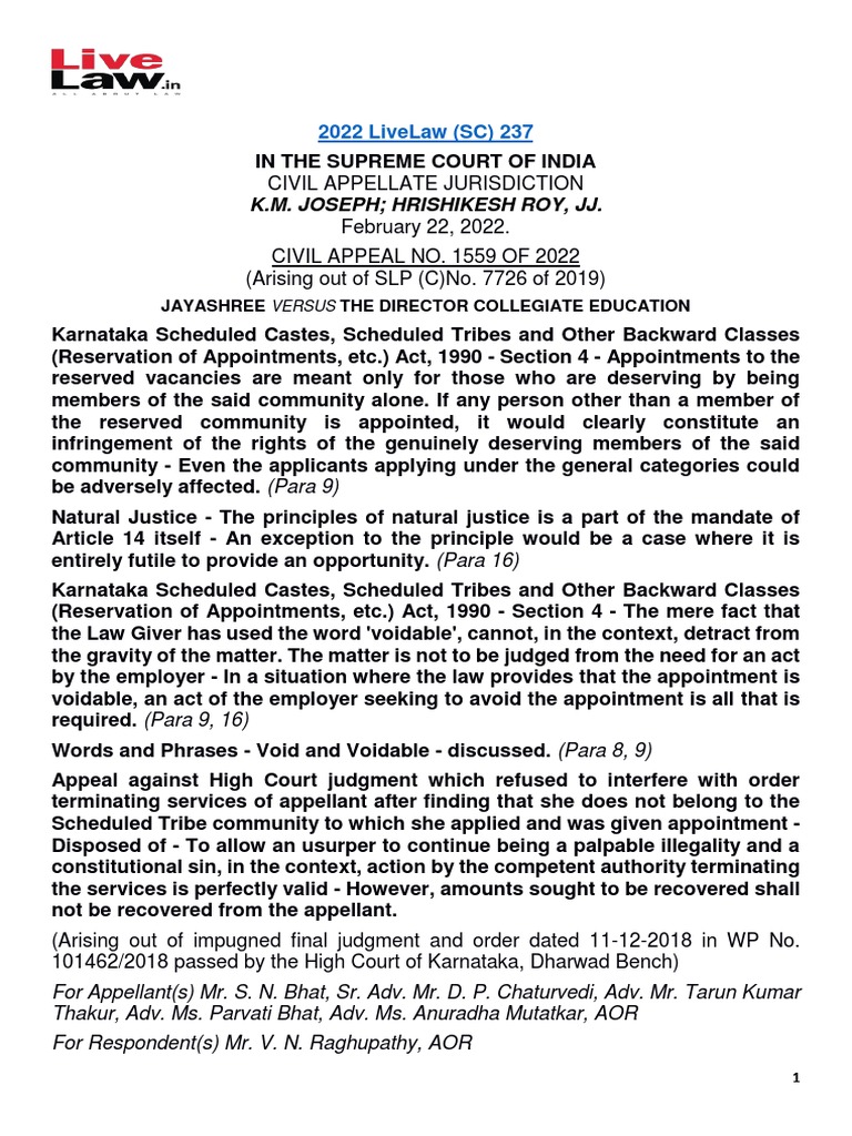 237 Jayashree V Director Collegiate Education 22 Feb 2022 411076 | PDF | Void (Law) | Annulment