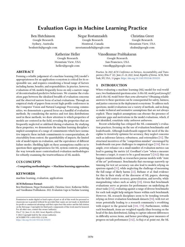 Evaluation Gaps in Machine Learning Practice | PDF | Machine Learning ... Evaluation Gaps in Machine Learning Practice | PDF | Machine Learning ...
