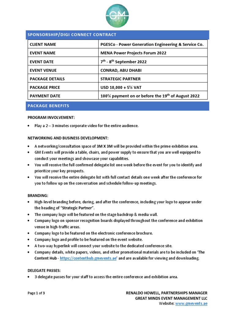 PGESCo MENA Power Projects Forum 2022 Contract | PDF | Credit | Finance ...