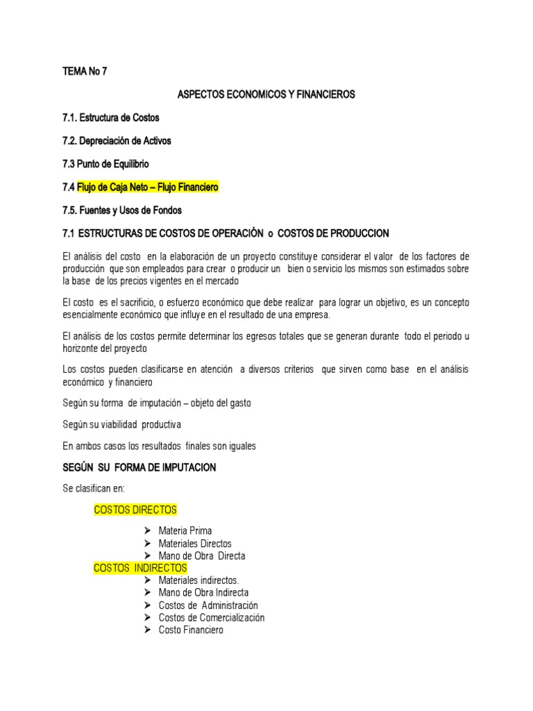 Aspectos Economicos y Financieros | Descargar gratis PDF | Costo ...