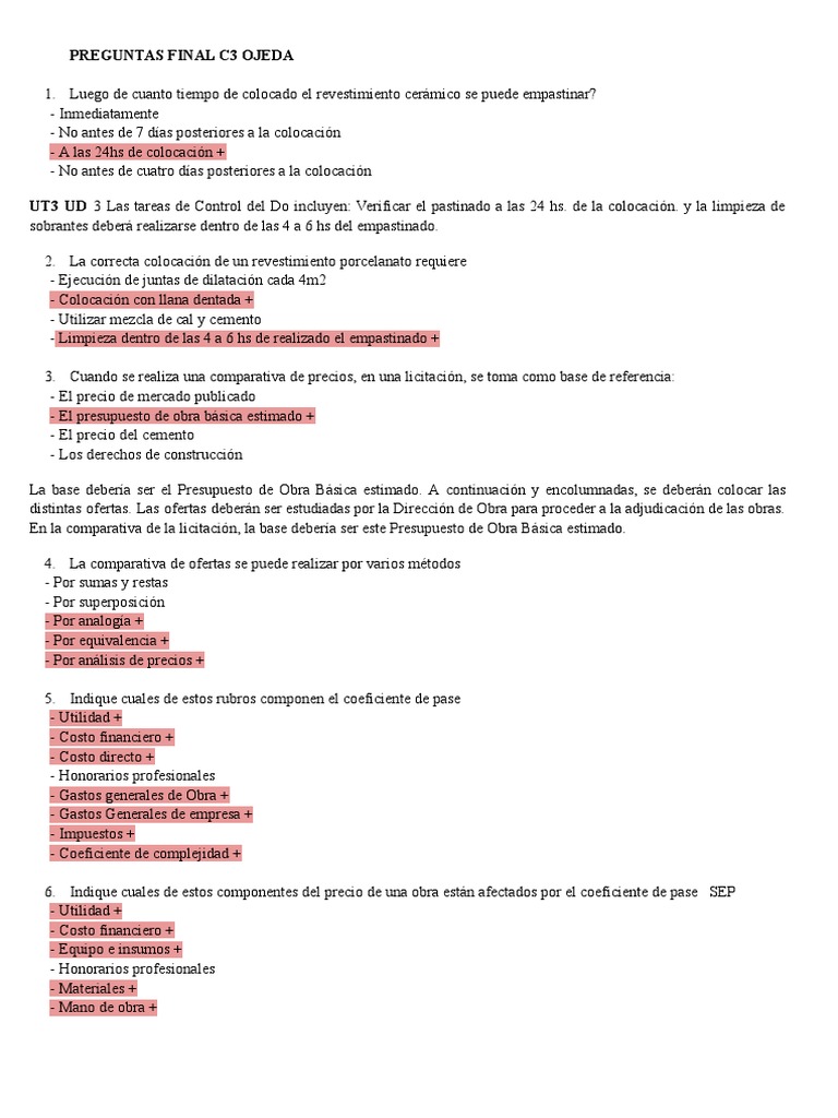 Preguntas Final C3 Ojeda Uba | PDF | Hormigón | Construyendo tecnología
