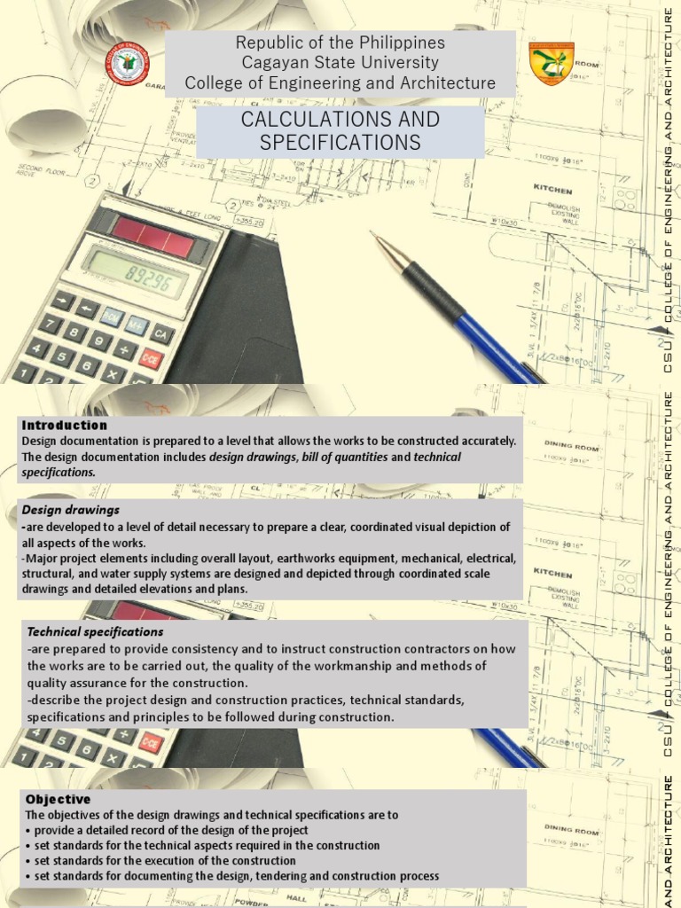 Calculations and Specifications | PDF | Specification (Technical Standard) | Design