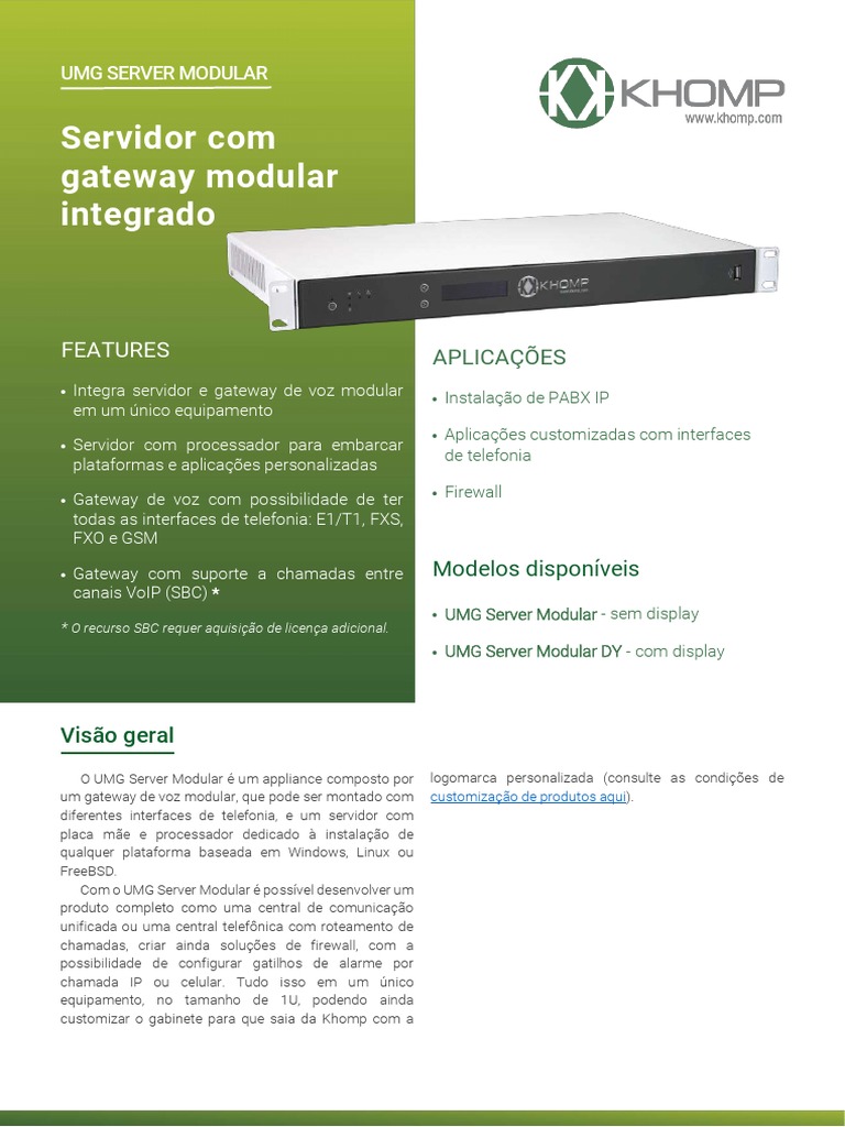 Servidor Modular com Gateway de Voz | PDF | Voz sobre IP (VoIP ...