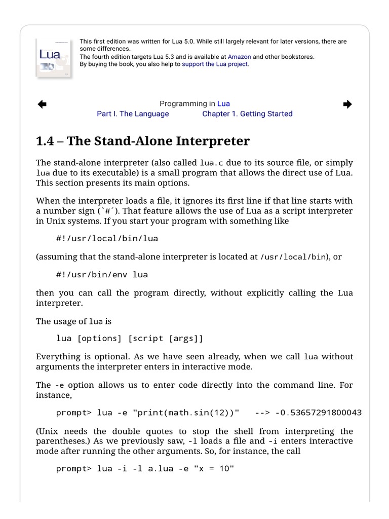 Programming in Lua - 1.4 | PDF