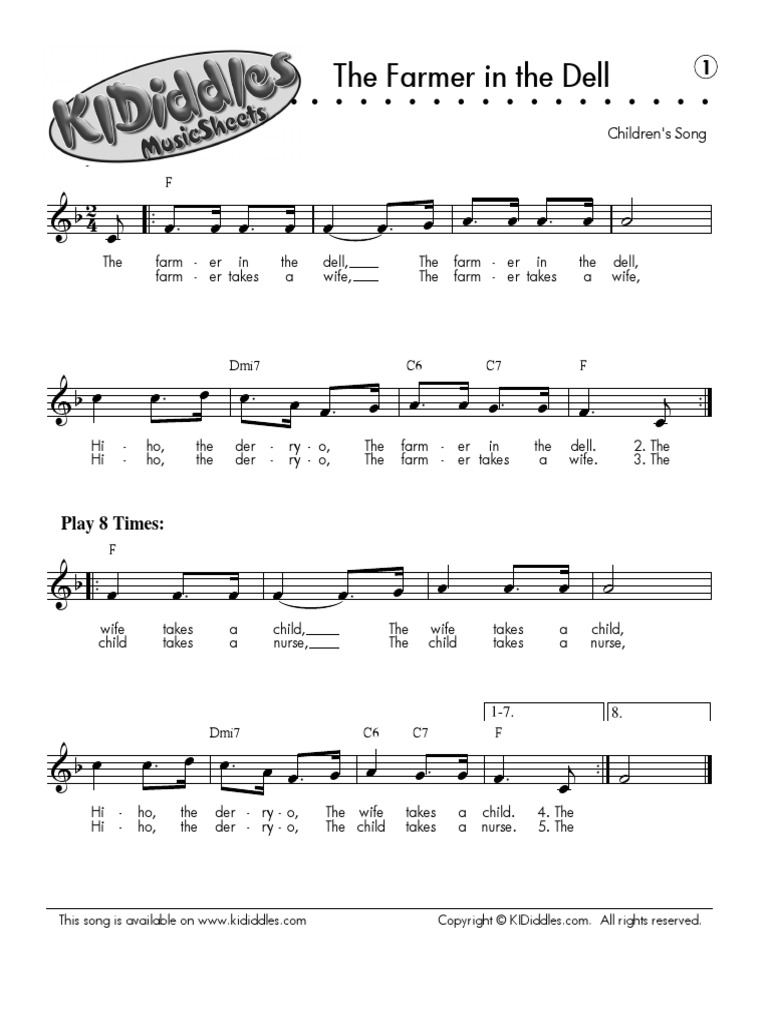 Music Sheet The Farmer in The Dell | PDF | Freedom Of Expression Law ...