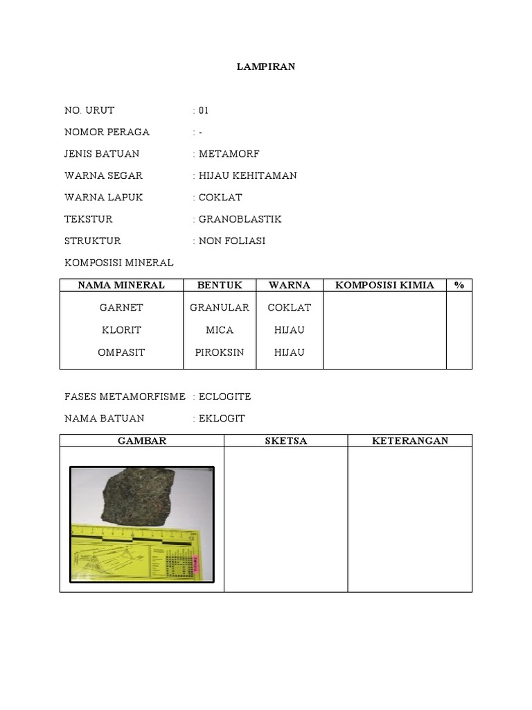 Deskripsi Batu Metamorf Eklogit dan Slate | PDF