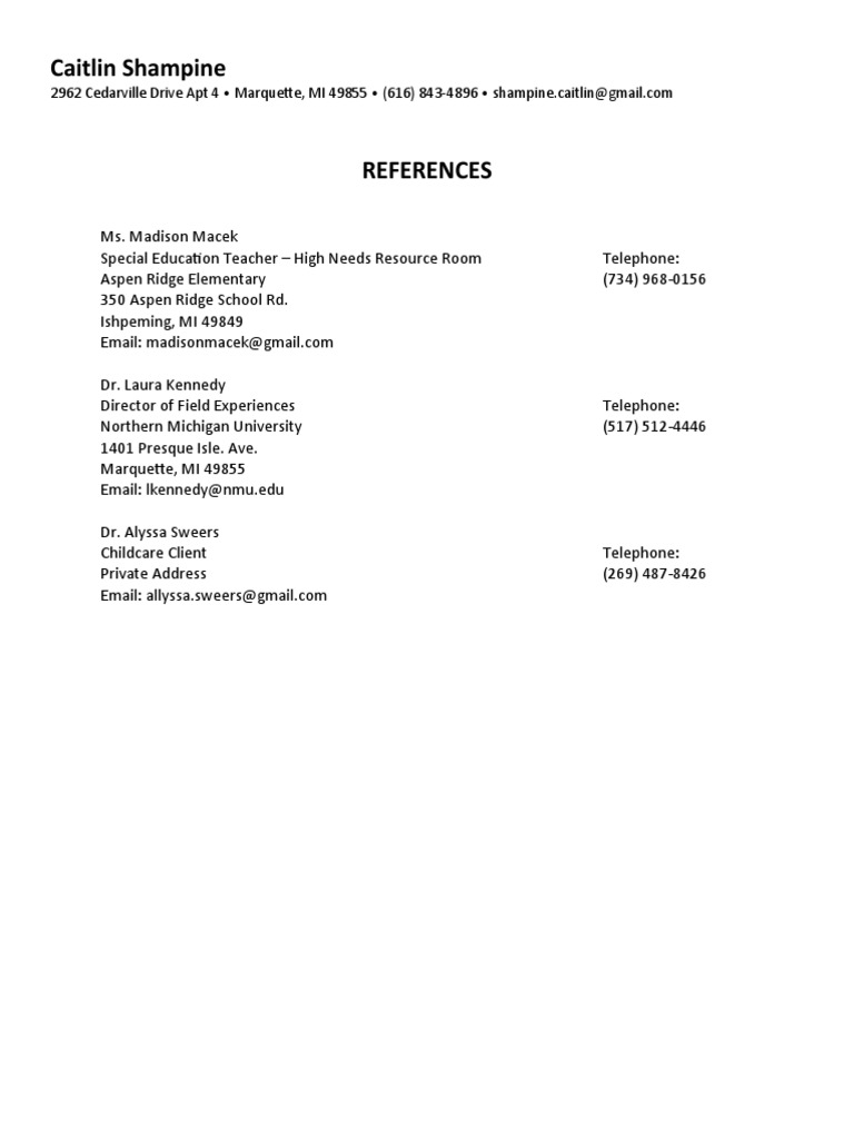 References-Caitlin Shampine | PDF