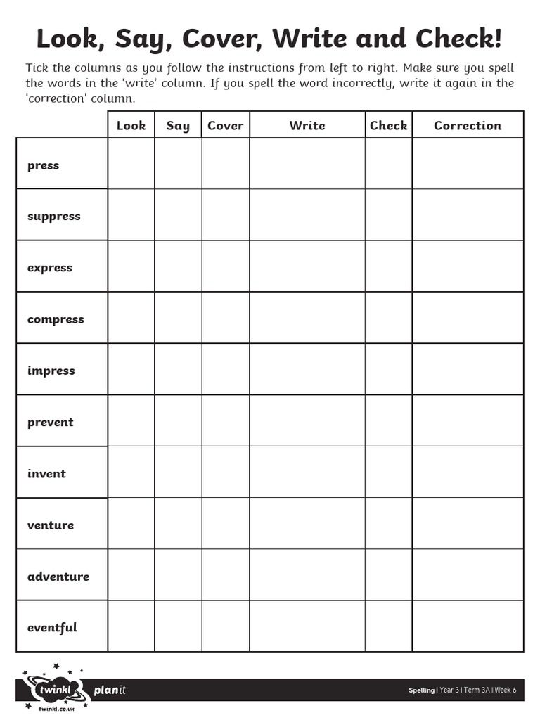 Look Say Cover Write and Check Activity | PDF | Career & Growth ...