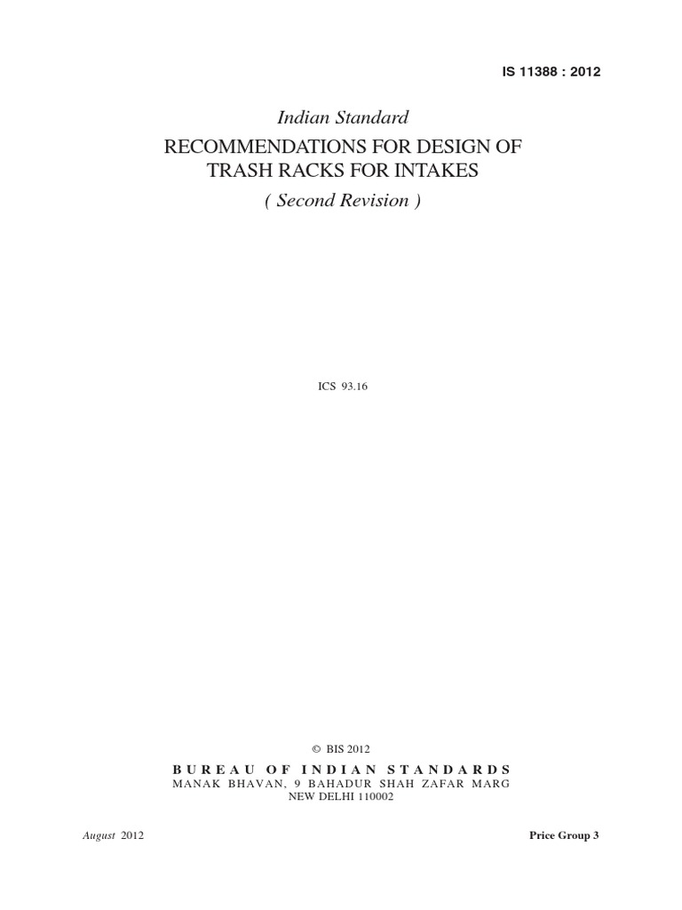 Recommendations For Design of Trash Racks For Intakes | PDF | Stress ...