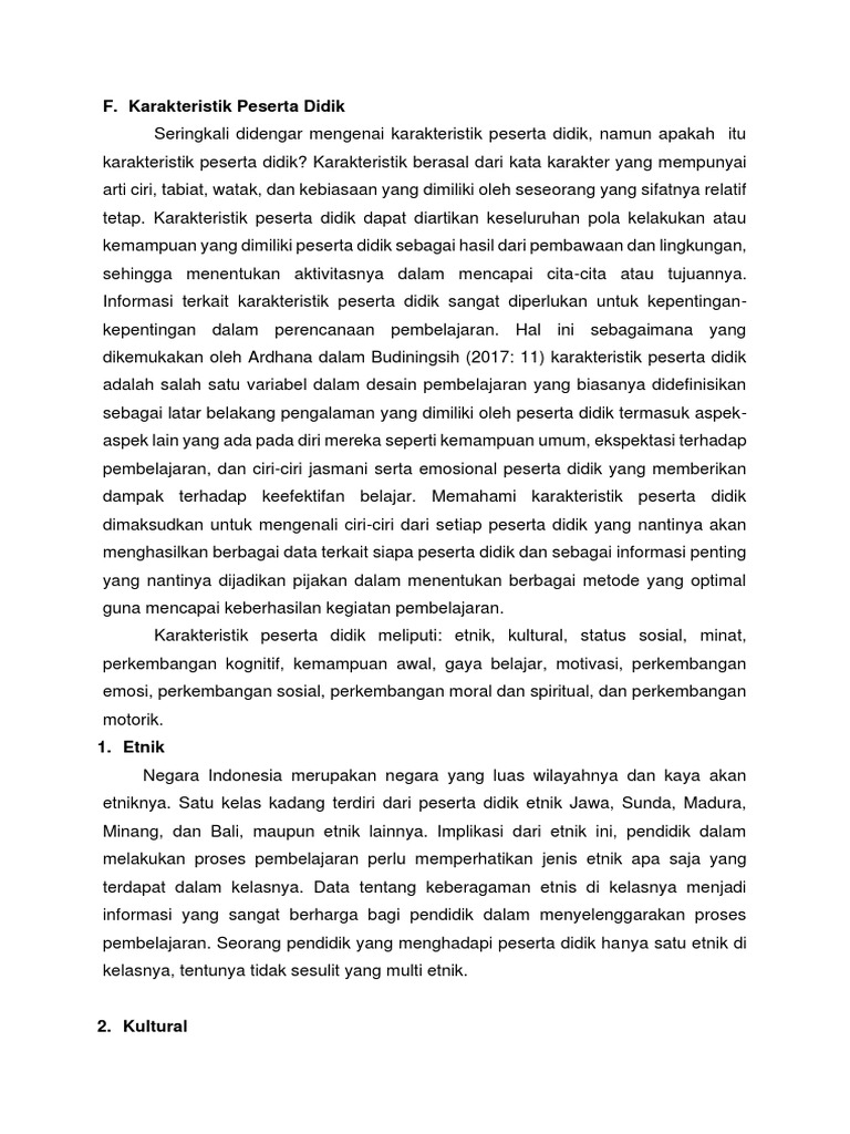 Karakteristik Peserta Didik | PDF