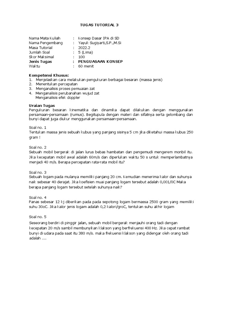 TT3 Konsep Dasar IPA | PDF