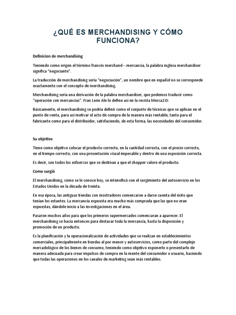 Qué Es Merchandising y Cómo Funciona | PDF