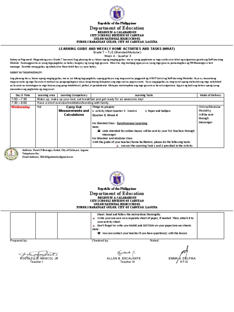 WHLP Tle 7 Quarter 3 Week 4 | PDF