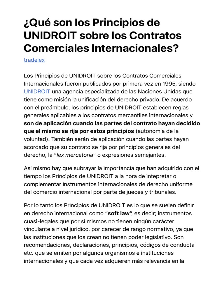 Principios UNIDROIT en Contratos Internacionales | PDF | Justicia ...