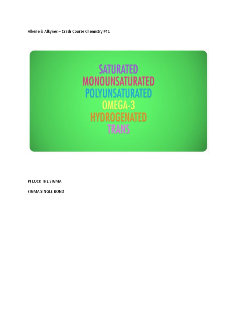 Alkene & Alkynes - Crash Course Chemistry #41 | PDF | Lifestyle