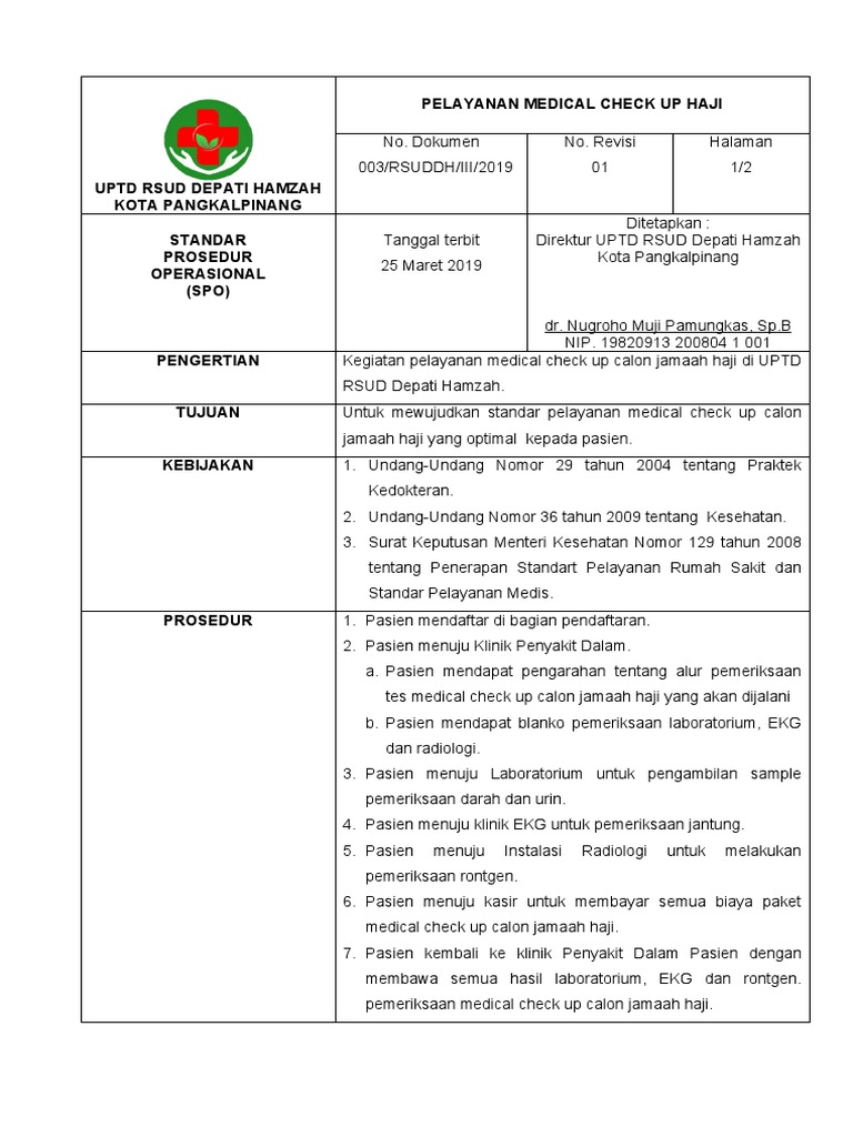 Spo Medical Chek Up Haji NEW | PDF
