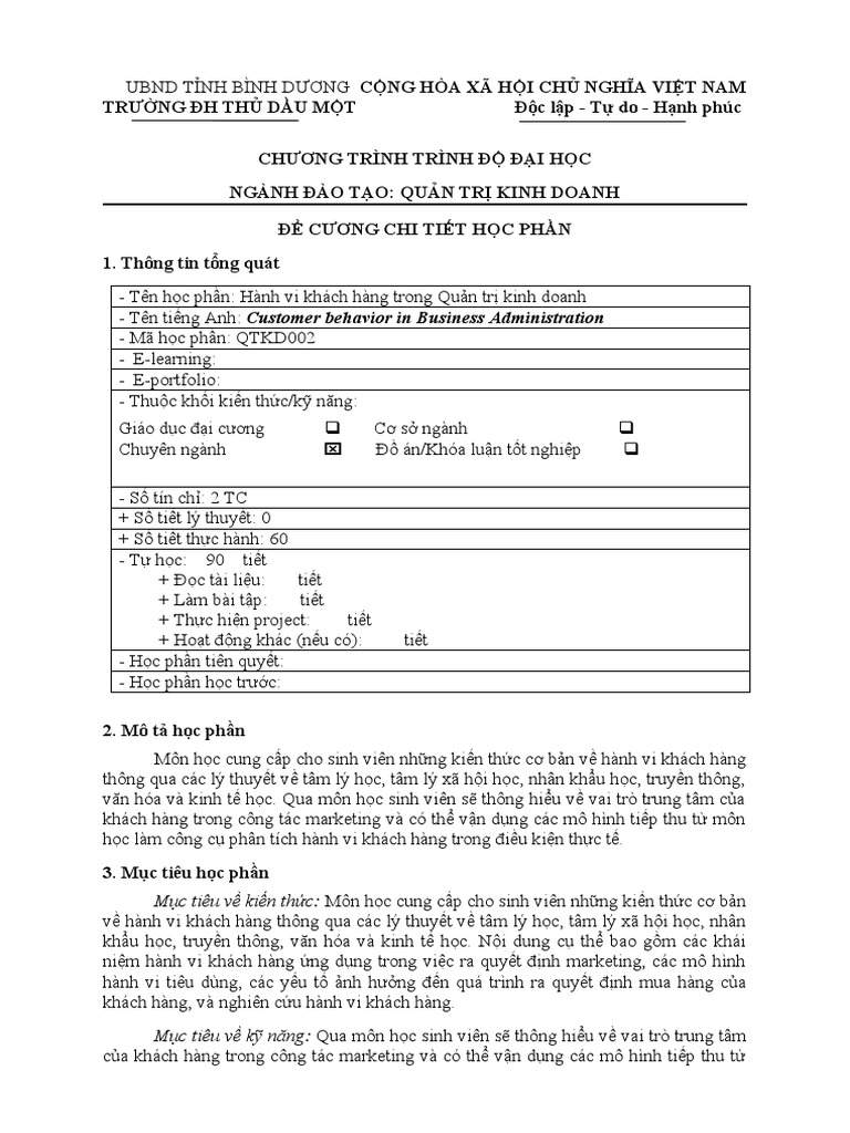 QTKD002 - Đề cương chi tiết HVKH | PDF