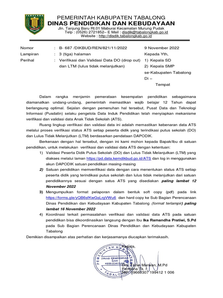 Surat Verifikasi Data DO LTM | PDF