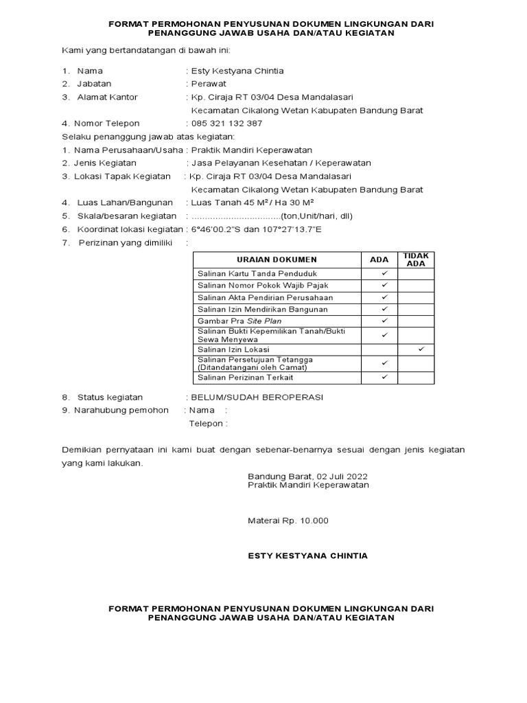 Form Permohonan | PDF