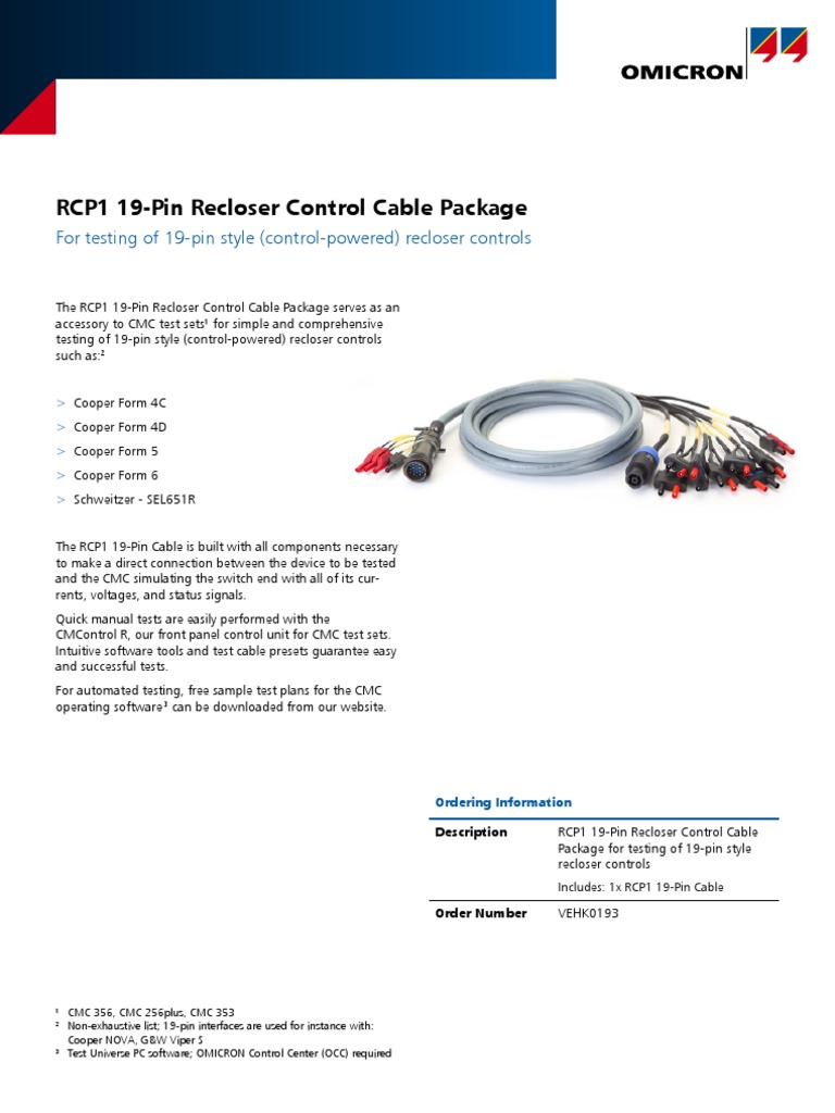 Cable Omicron RCP1-Datasheet-ENU | PDF