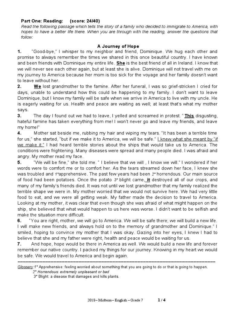 A Journey of Hope: Immigrating to America | PDF | Essays