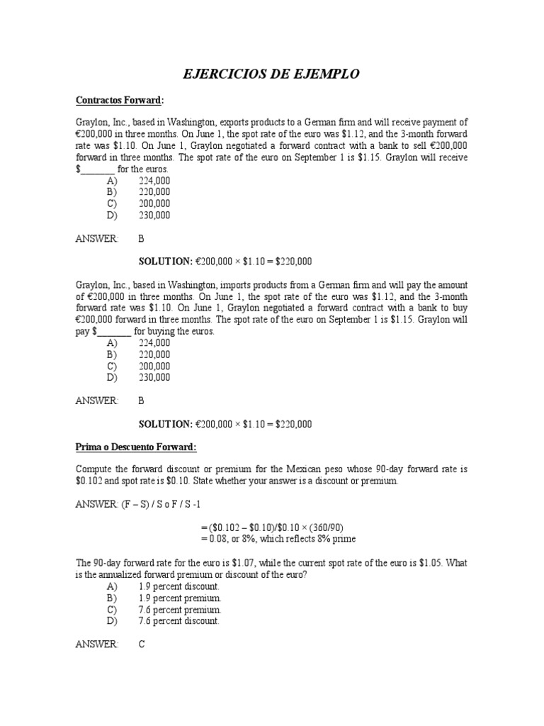Ejercicios de Ejemplo - Futuros y Opciones de Divisas | PDF