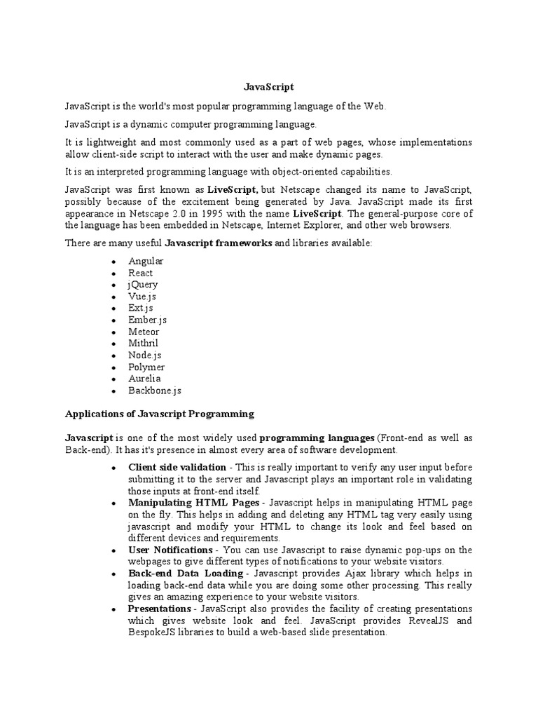 Java Script | PDF | Java Script | Dynamic Web Page